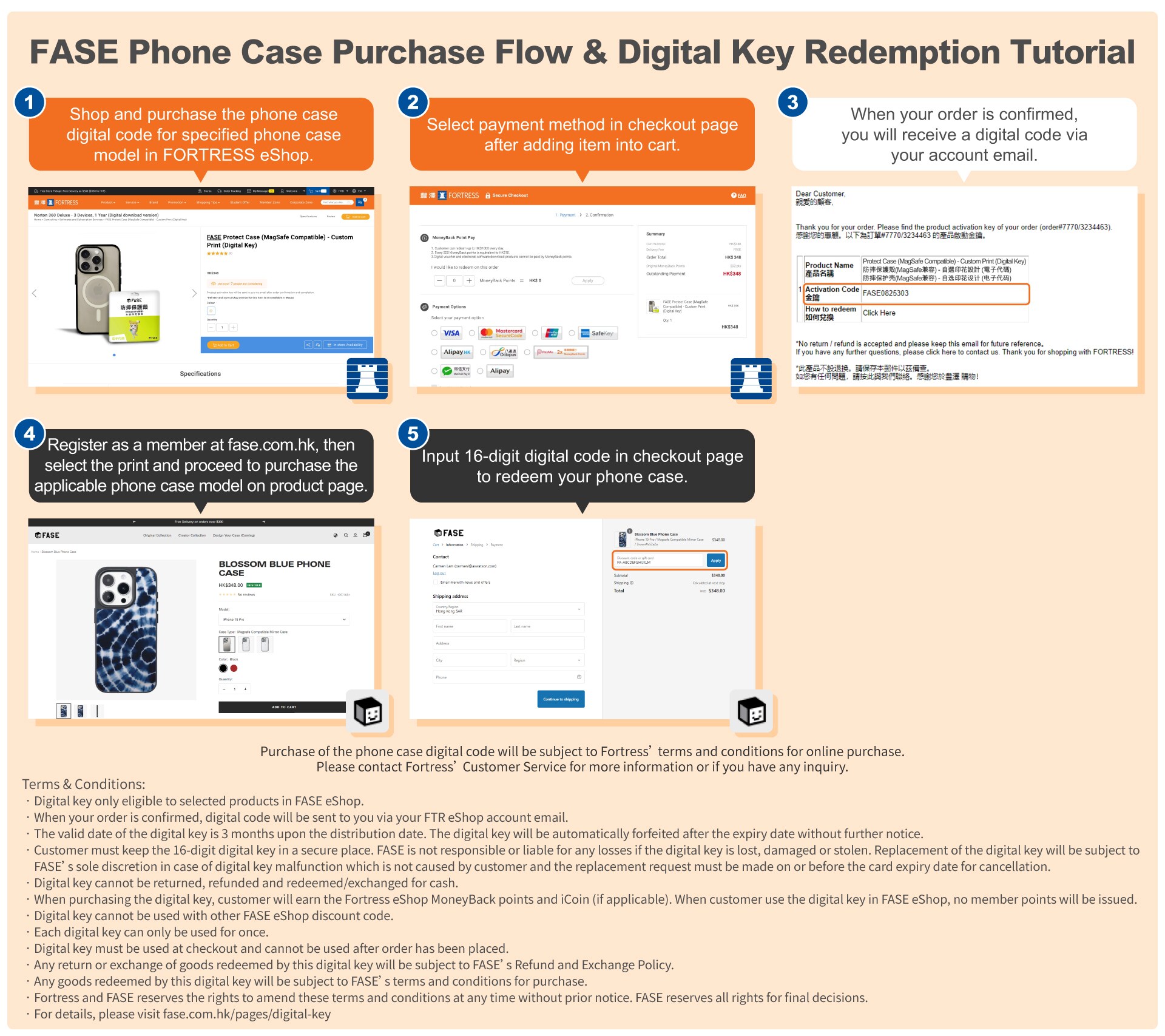 FASE Phone Case Purchase Flow & Digital Key Redemption Tutorial | FORTRESS