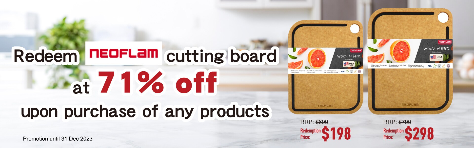 Redeem Neoflam cutting board at 71% off upon purchase of any products ...